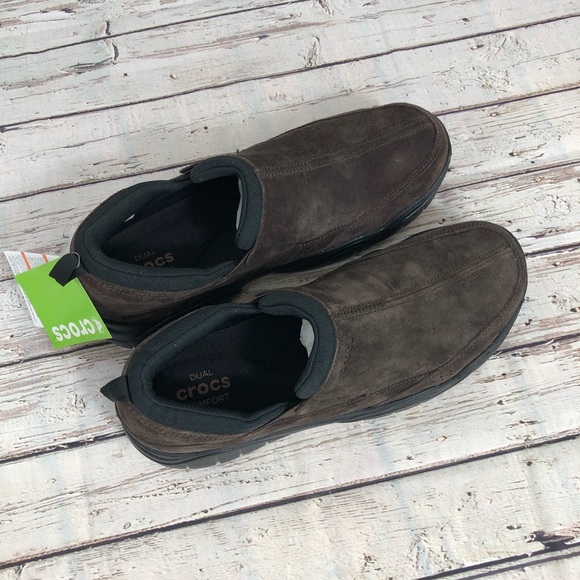 CROCS | Shoes | Crocs Mens Swiftwater Suede Moc Espresso | Poshmark